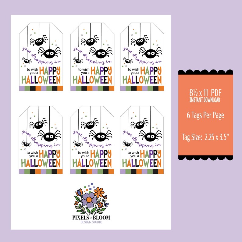 Printable Spider Halloween Gift Tag: Candy Bag Topper (instant Download ...