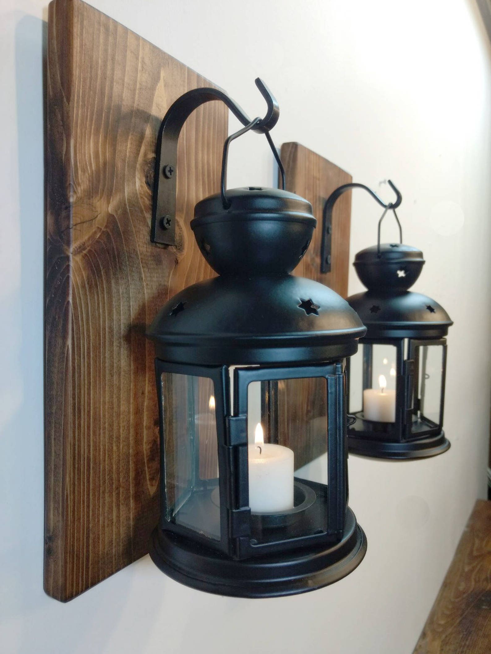 Black Colonial Lantern Set Black Lanterns Rustic Decor | Etsy