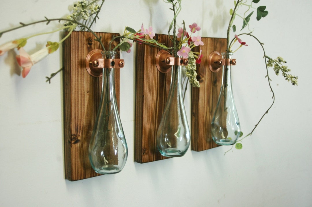 Unique Glass Wall Vase, Wall Mount Vases, Modern Farhmouse Decor, Boho ...