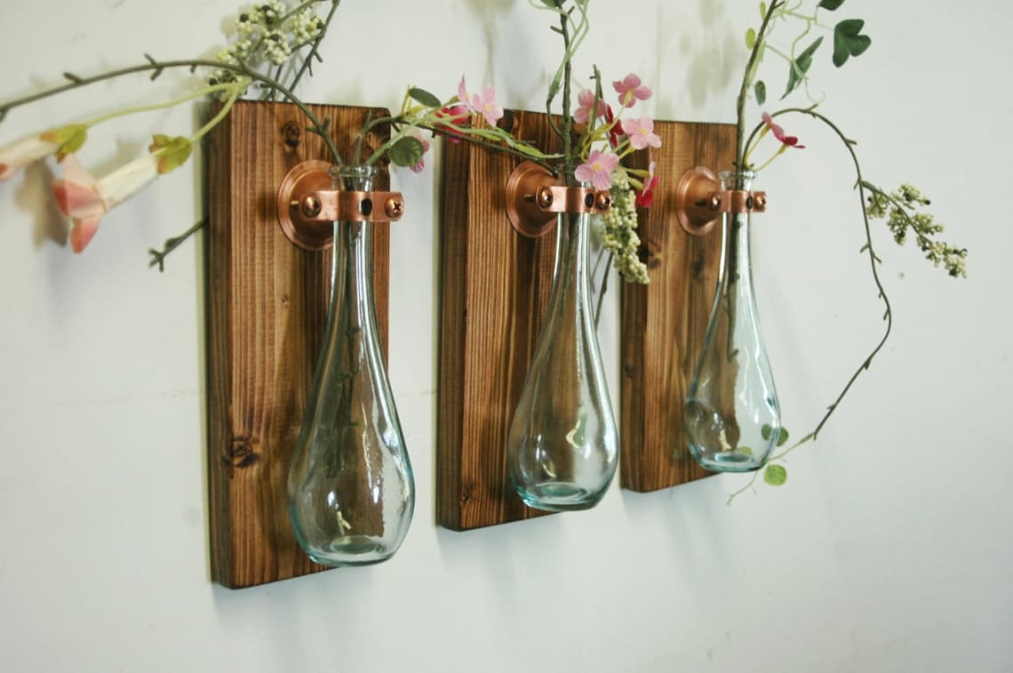 Unique Glass Wall Vase Wall Mount Vases Modern Farhmouse - Etsy