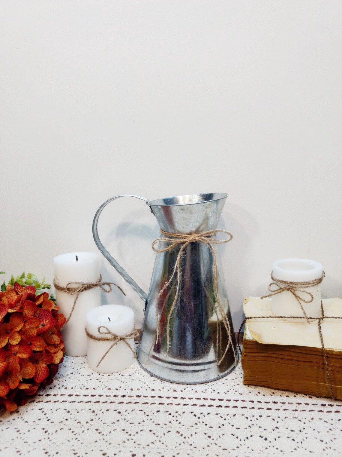 Metal Pitcher Table Centerpiece Fall Decor Wedding Decor - Etsy