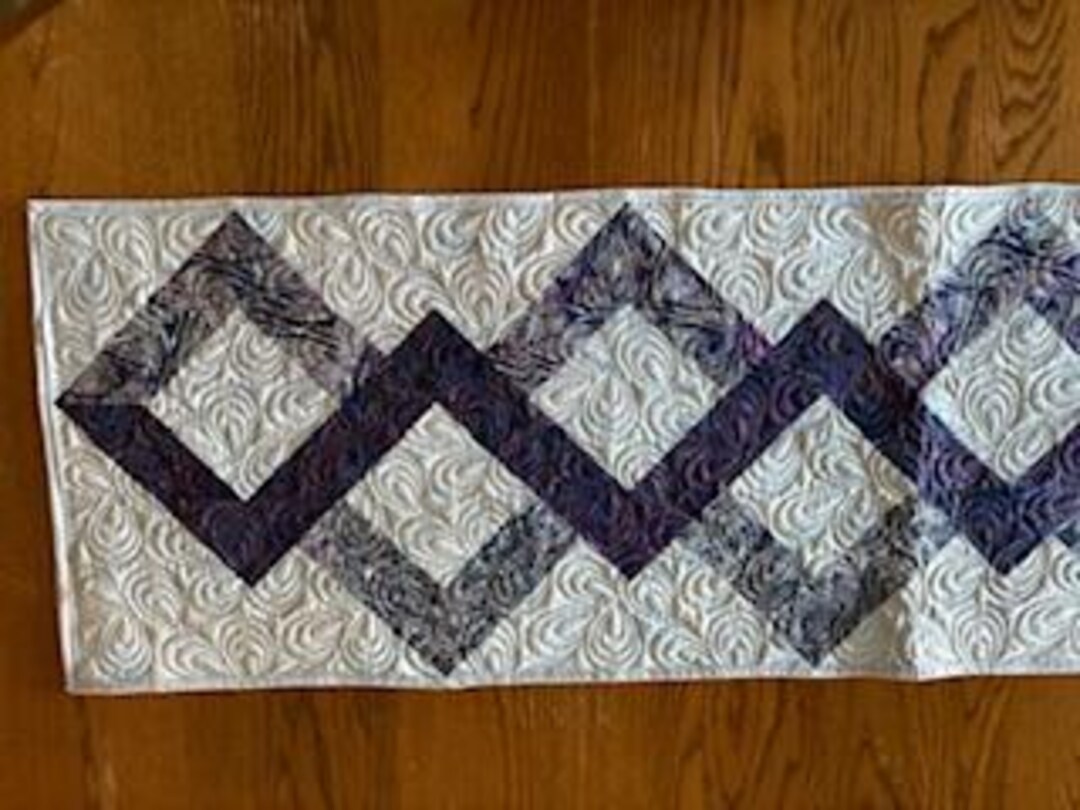Handmade Plum Zig Zag Table Runner, Reversible Quilted Decor - Etsy