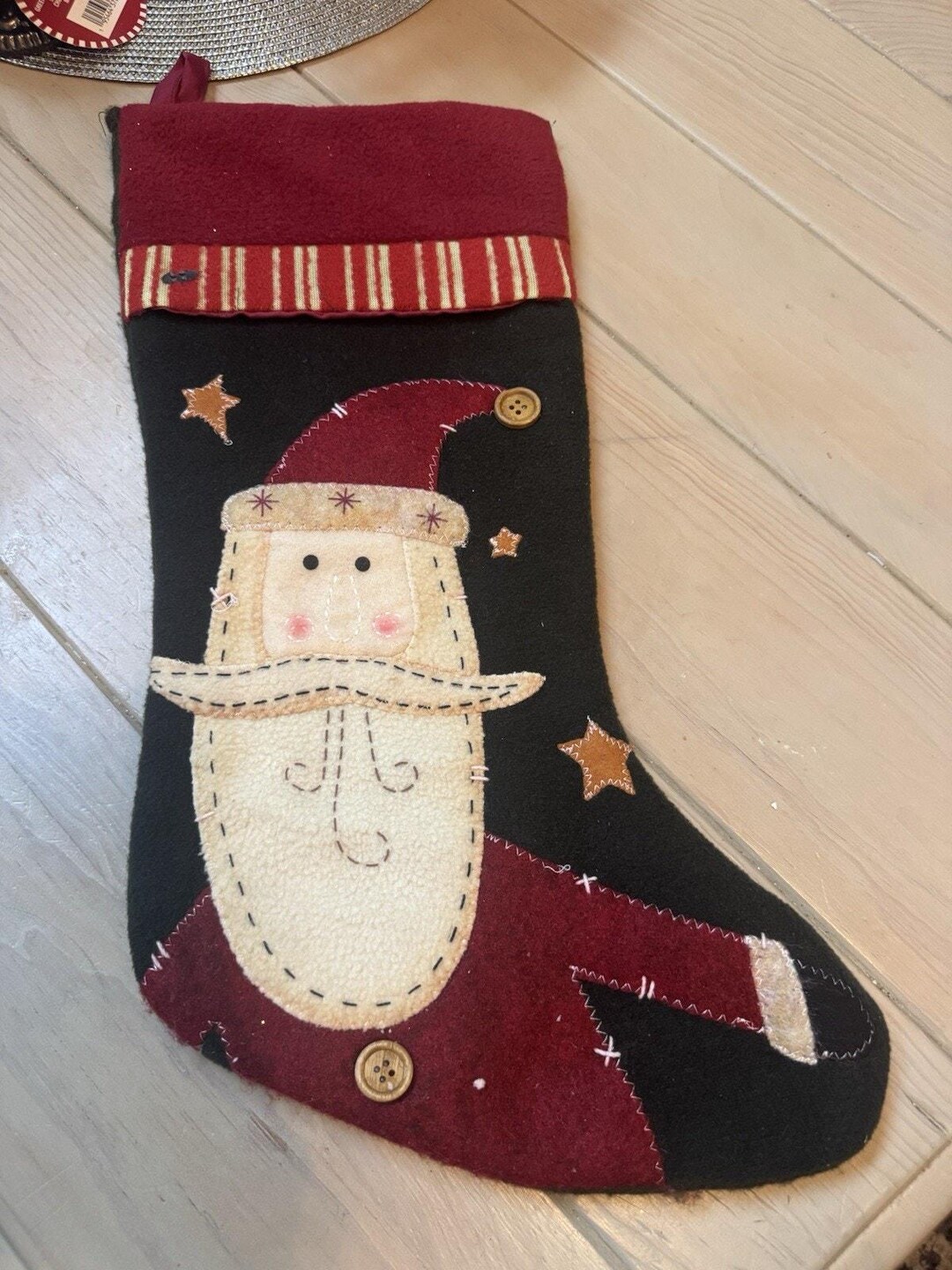 Hobby Lobby Santa Face Christmas Stocking Felt Primitive Rustic Decor ...