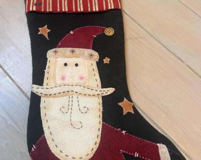 Hobby Lobby Santa Face Christmas Stocking Felt Primitive Rustic Decor ...