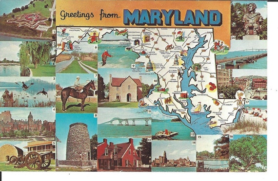 Greetings from Maryland Multiple Scenes Large Letters Vintage Postcard ...