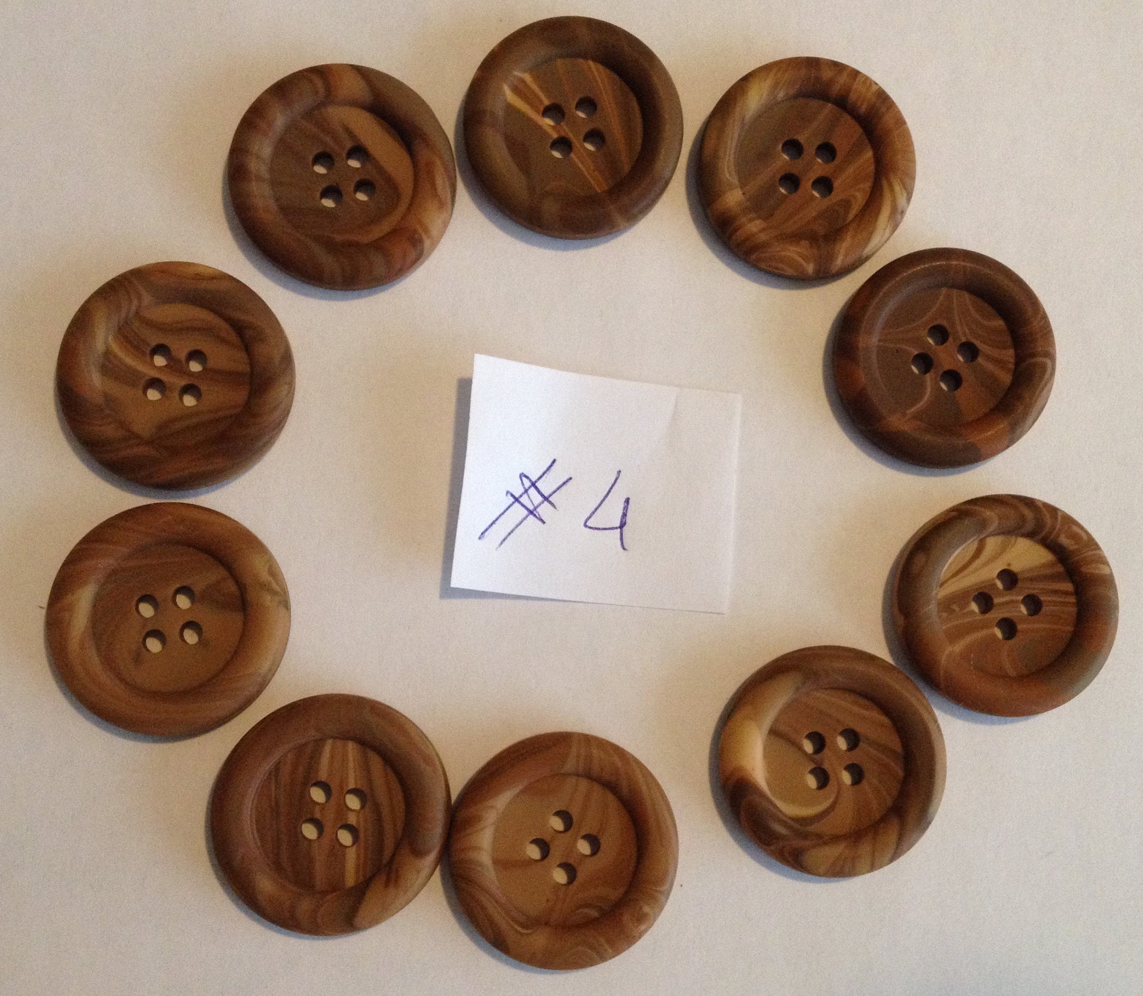 10 Fake Wood Plastic Buttons 4 Holes Sizes Mm 28 Choose Your Colour ...