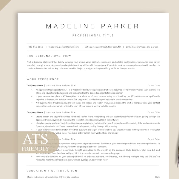 Cv Template - Etsy UK