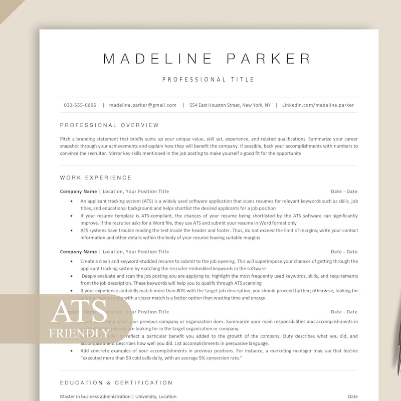 Minimalist Resume - Etsy