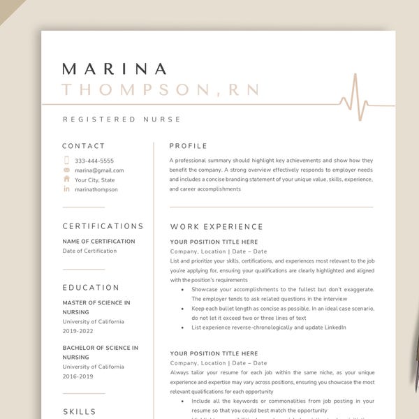 Ats Nursing Template - Etsy