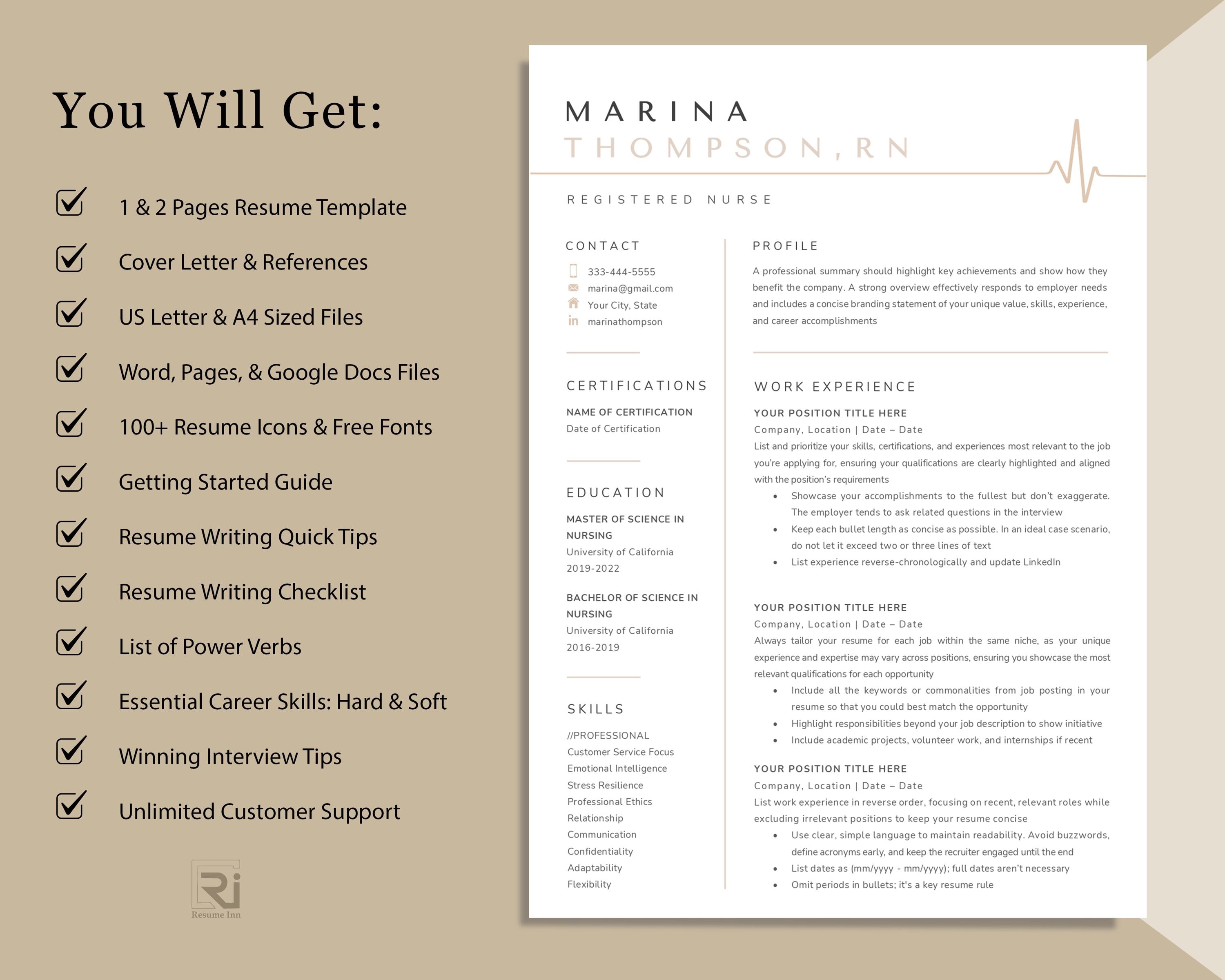 Nurse Resume Template Word, Google Docs,apple Pages Resume Template ...