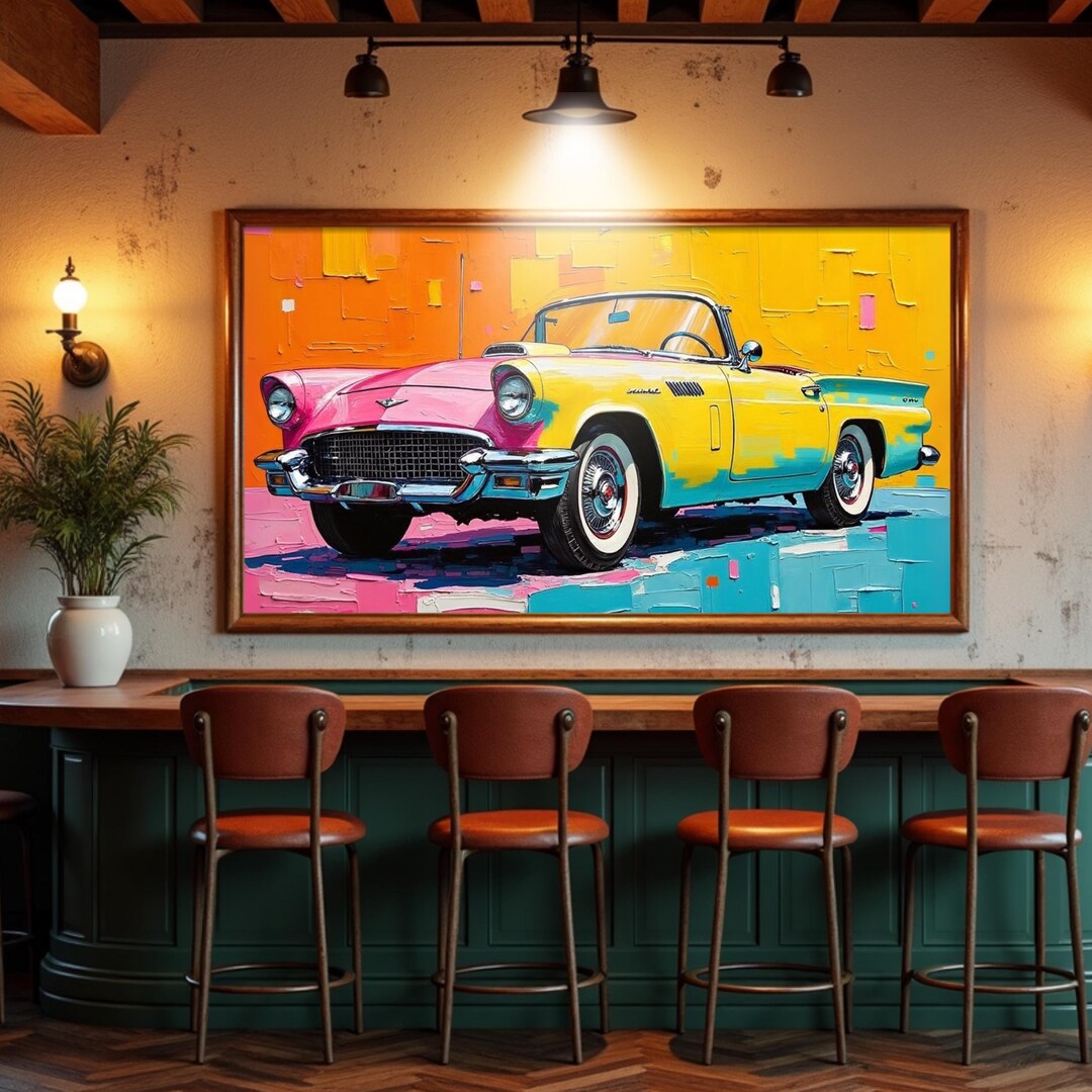 Abstract Vintage Car Wall Art Print | Retro Classic Car Digital ...