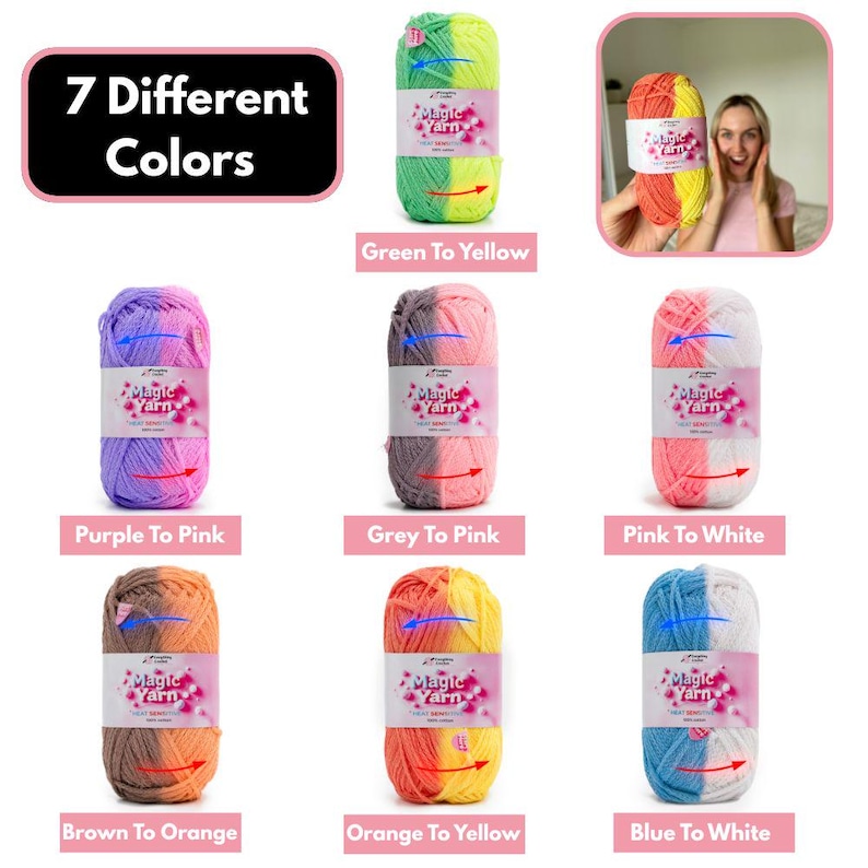 Color-changing Cotton Yarn: Heat Sensitive Magic Yarn for Knitting ...