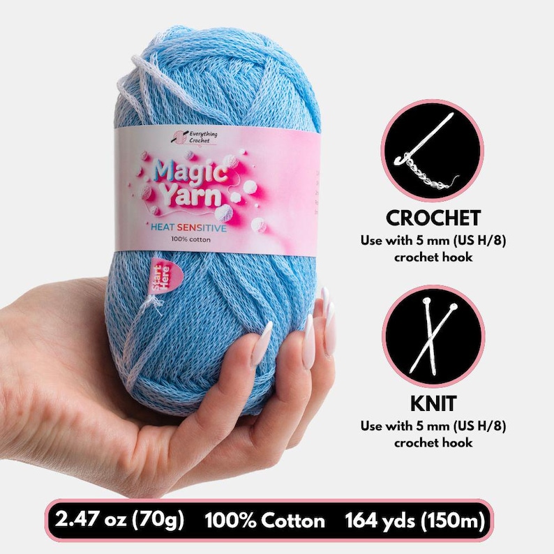 Color-changing Cotton Yarn: Heat Sensitive Magic Yarn for Knitting ...