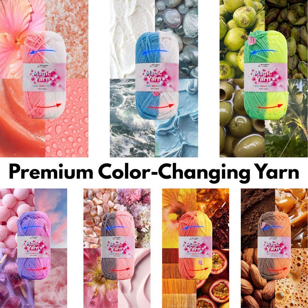 Heat Sensitive Cotton Yarn: Magic Color Changing Crochet, Knitting (164 ...