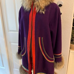 Vintage Purple Women's Wool & Fur Parka - Handcrafted in the Arctic in ...