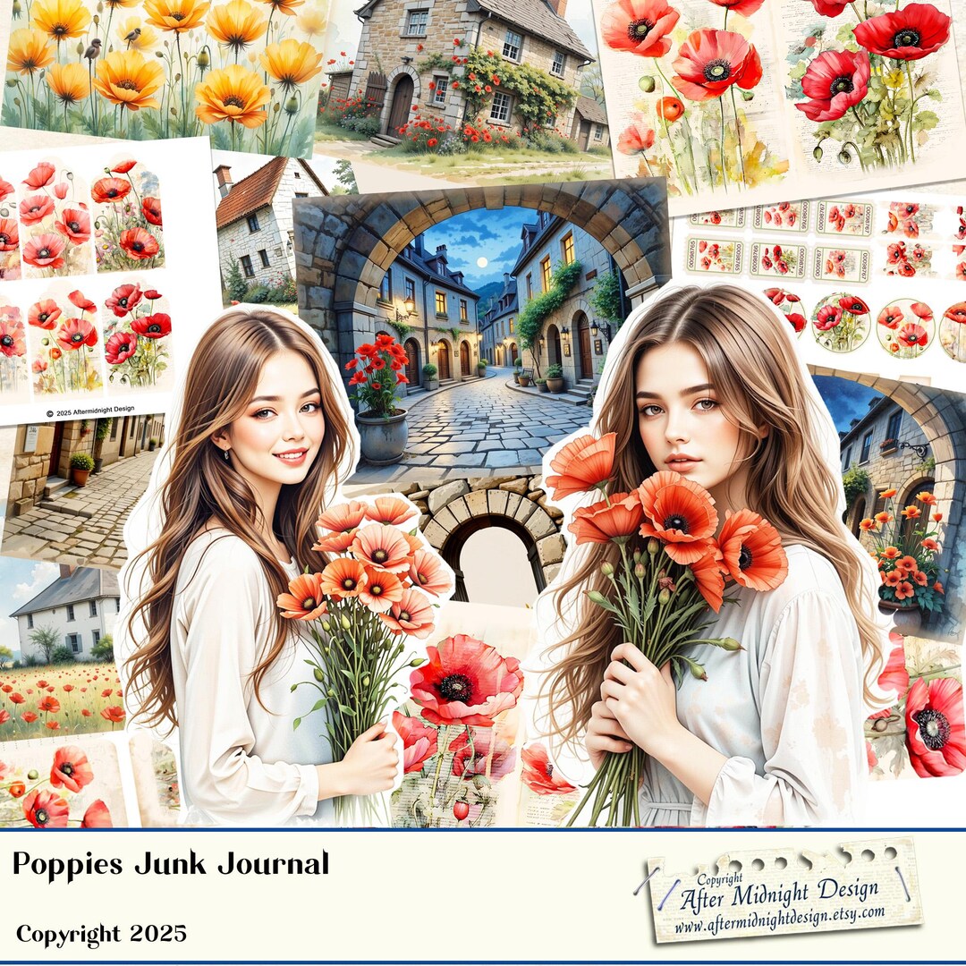 Poppies Junk Journa, BIG Journal, Poppies, Flowers, DIY Journal ...