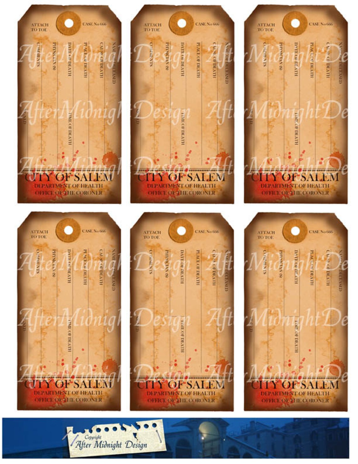 Morgue Toe Tag Halloween Invitations TAG No 43 Digital Download Creepy ...