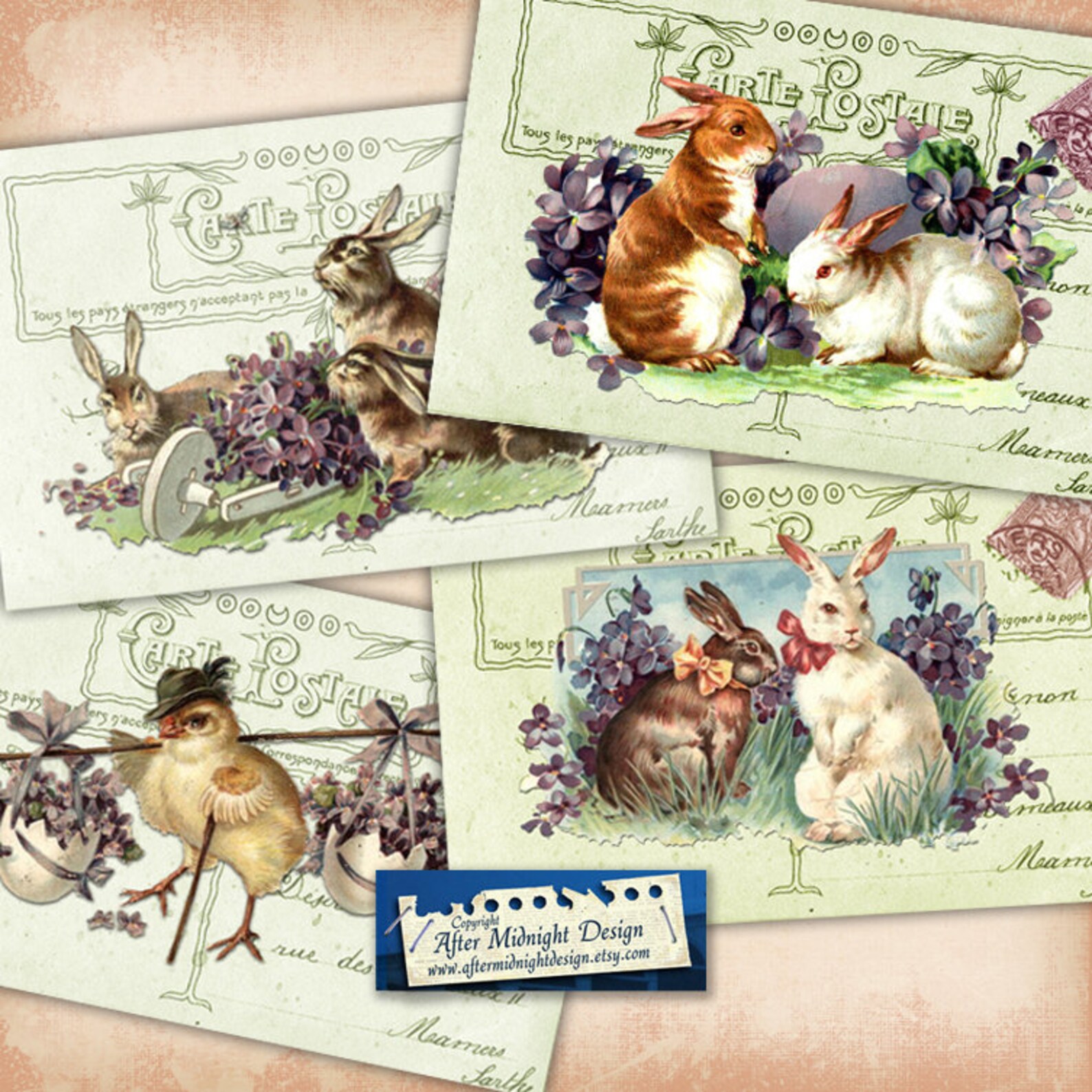 Easter Postcards No 2 Digital Sheet Download for Tags Scrapbooks ATC ...