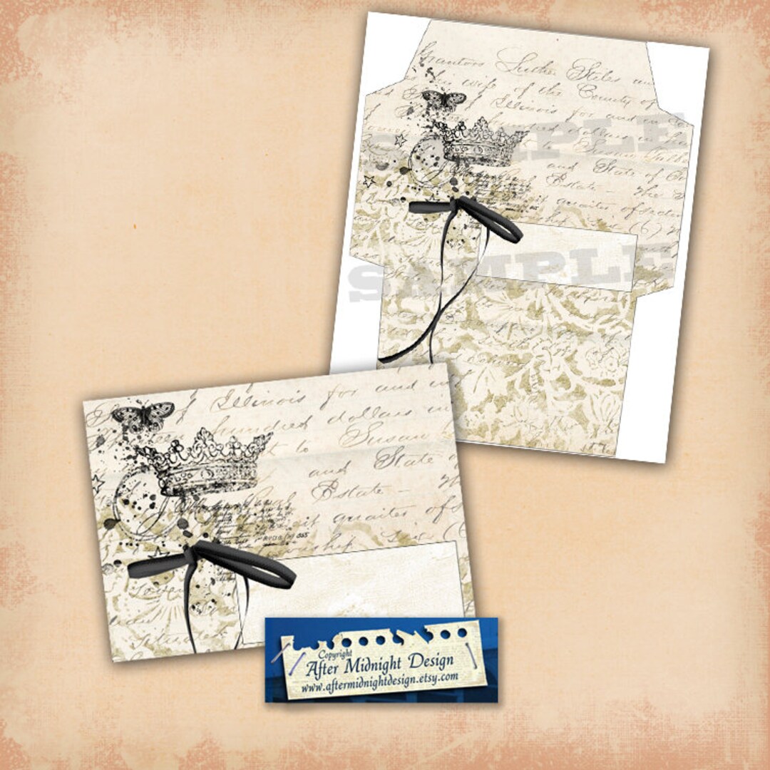 French Vintage Style Envelope No 3 PRINTABLE Digital Collage Sheet Set ...