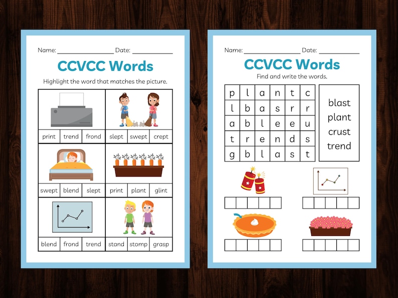 CCVCC Worksheet, Early Reading Phonics, Kindergarten-first Grade (35 ...