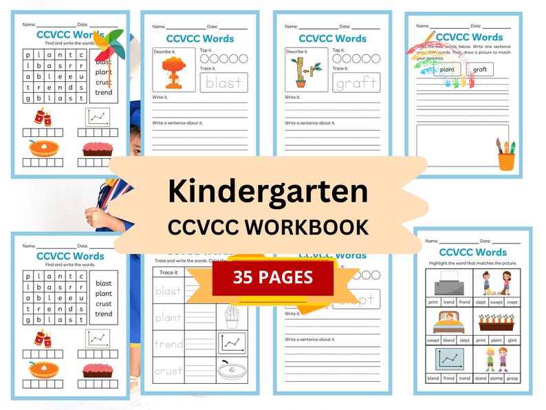 CCVCC Worksheet, Early Reading Phonics, Kindergarten-first Grade (35 ...