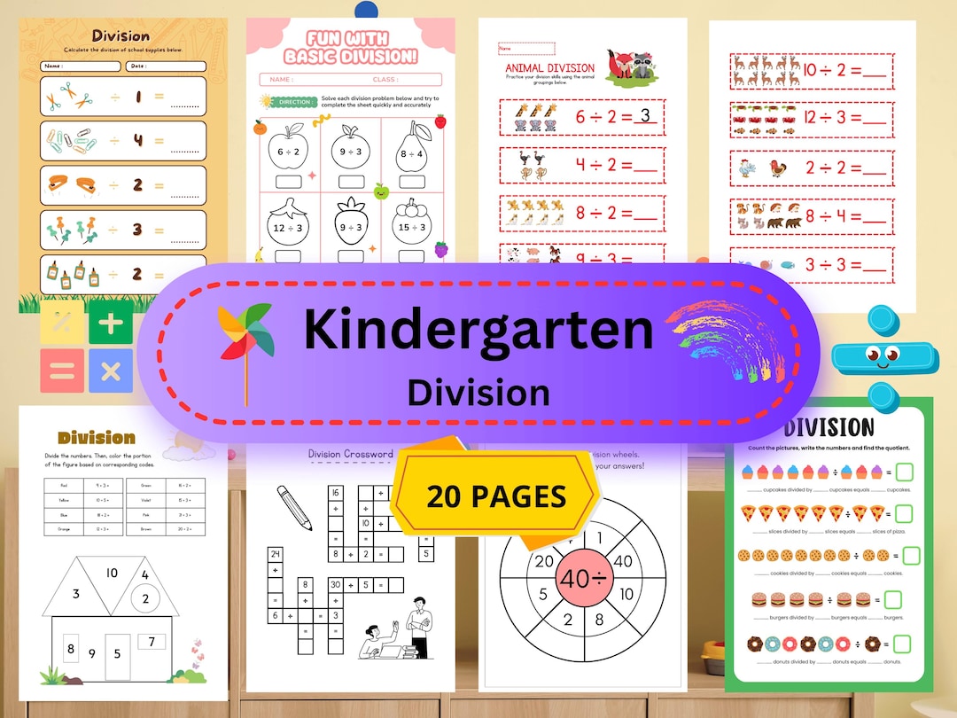 20 Printable Division Worksheets, Kindergarten - 3rd Grade (PDF) - Etsy