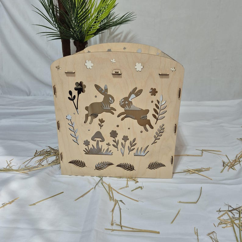 Large Wooden Bunny Hideout – Organic Rabbit House With Nature Cutouts ...