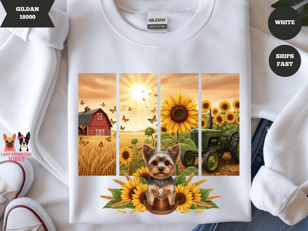 Yorkshire Terrier Shirt, Sunflower Crewneck, Yorkie Gift, Country ...