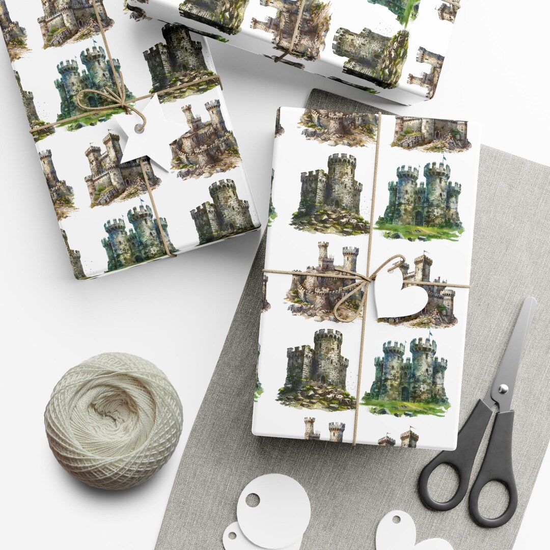 Midieval Castle Gift Wrap Paper Birthday Holidays Packaging Unique ...
