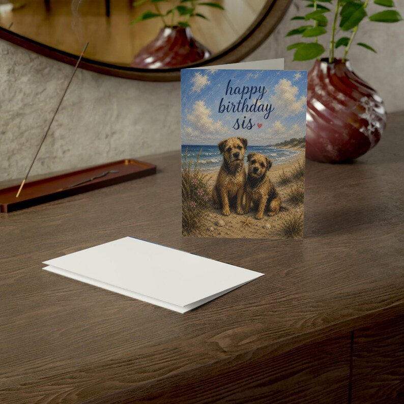 Happy Birthday Sister Card Border Terrier Beach Birthday Card - Etsy UK