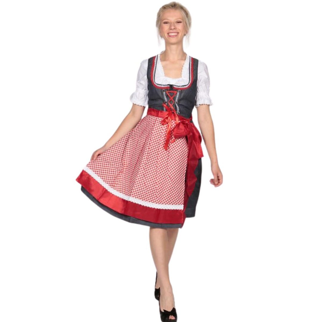 Red Denim Dirndl Dress: Modern Oktoberfest Outfit - Etsy