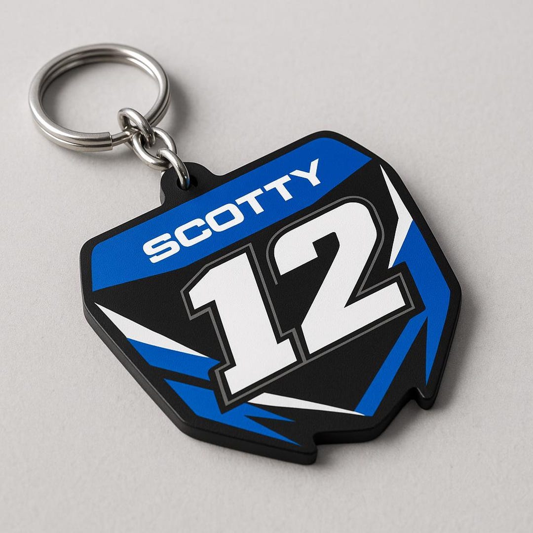 Personalised Motocross Number Plate Keyring: Personalised MX Bike Gift ...
