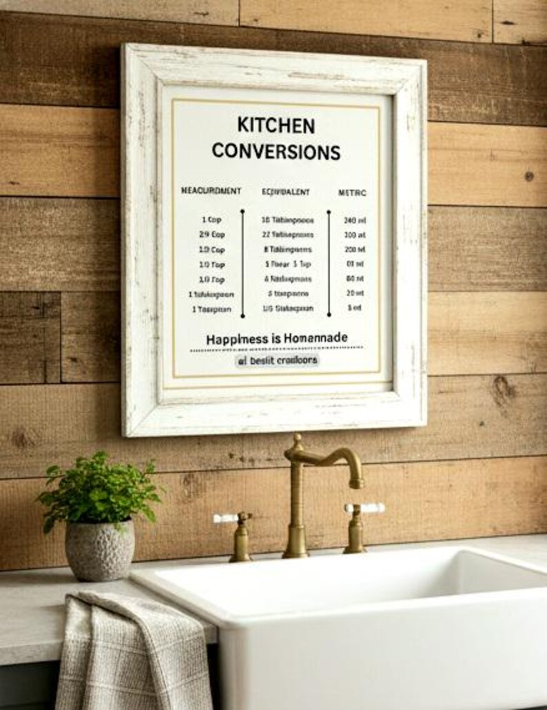 Kitchen Conversion Chart Printable | Cooking Measurements Wall Art ...