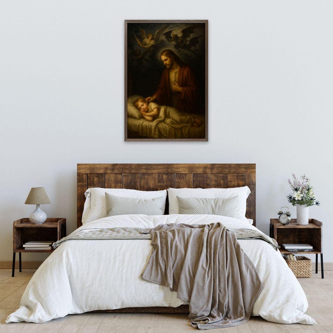 Jesus Watching Over Sleeping Child – Spiritual Warfare Christian Art ...