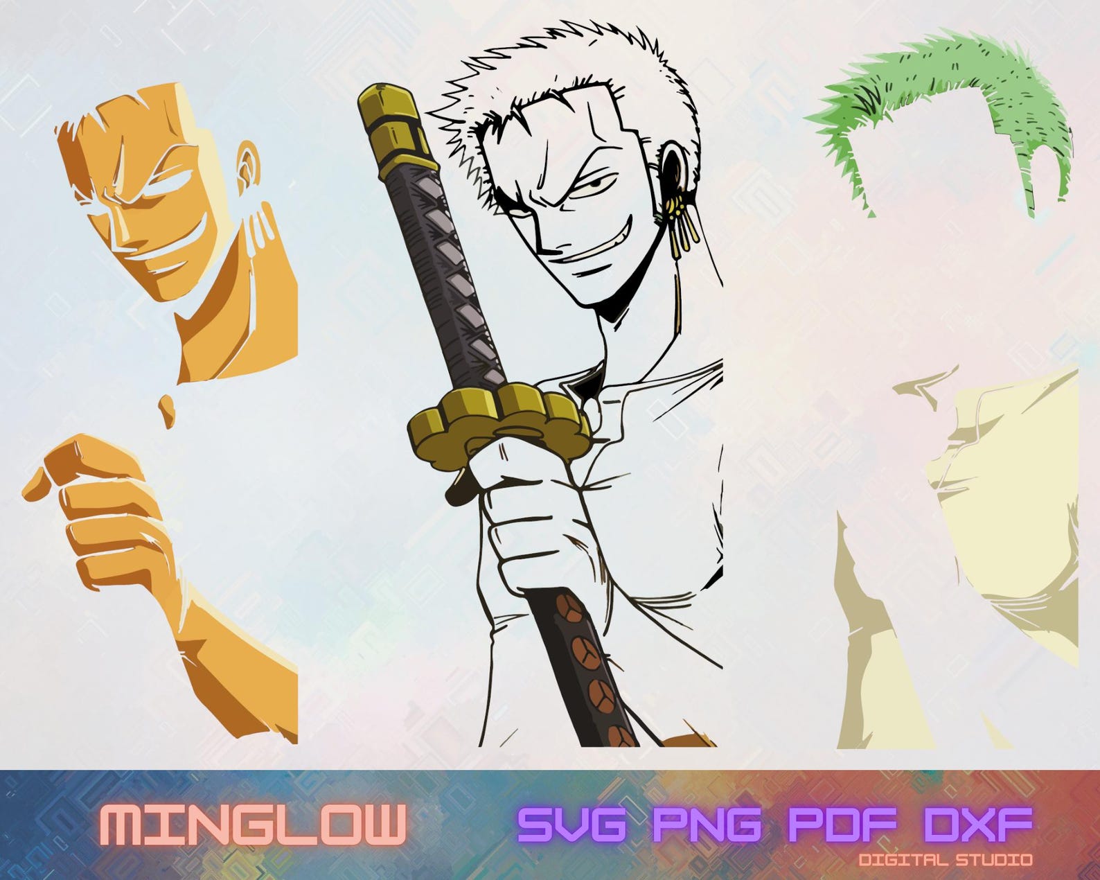 Zoro SVG PNG EPS Layered File, Zoro One Piece Clipart, Zoro Cut Files ...
