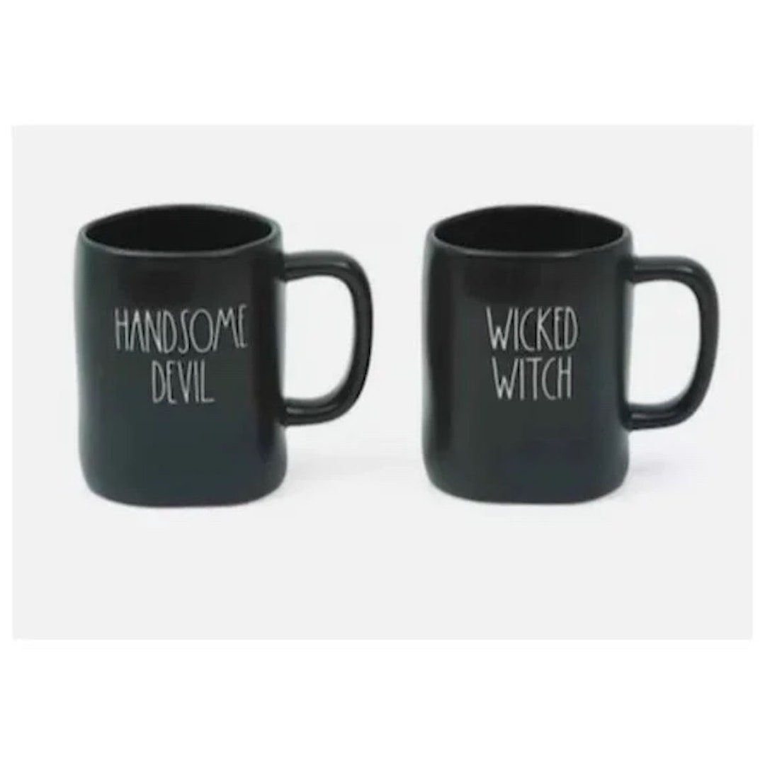 NIB Rae Dunn Wicked Witch Handsome Devil Ceramic Coffee Tea Cups Mugs ...