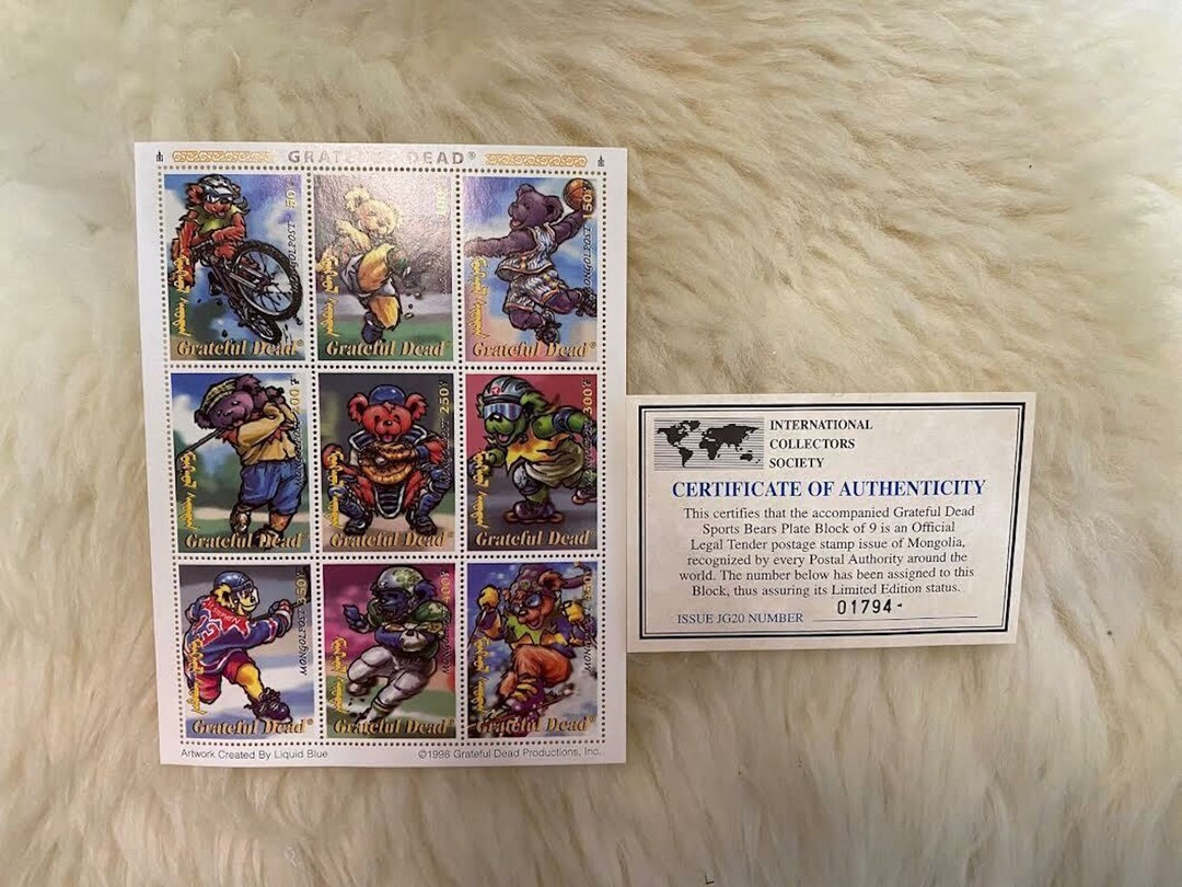 GRATEFUL DEAD Sports Bears STAMPS Collectibles Mongolpost Mongolia W ...