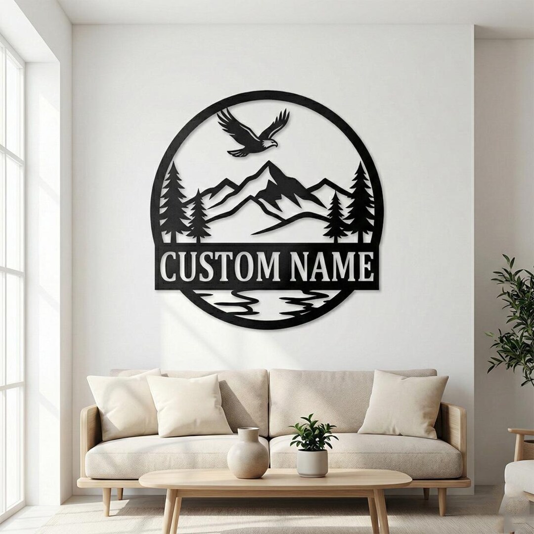 Custom Outdoor Eagle Monogram | Metal Wall Art Decor | Custom Name Sign ...