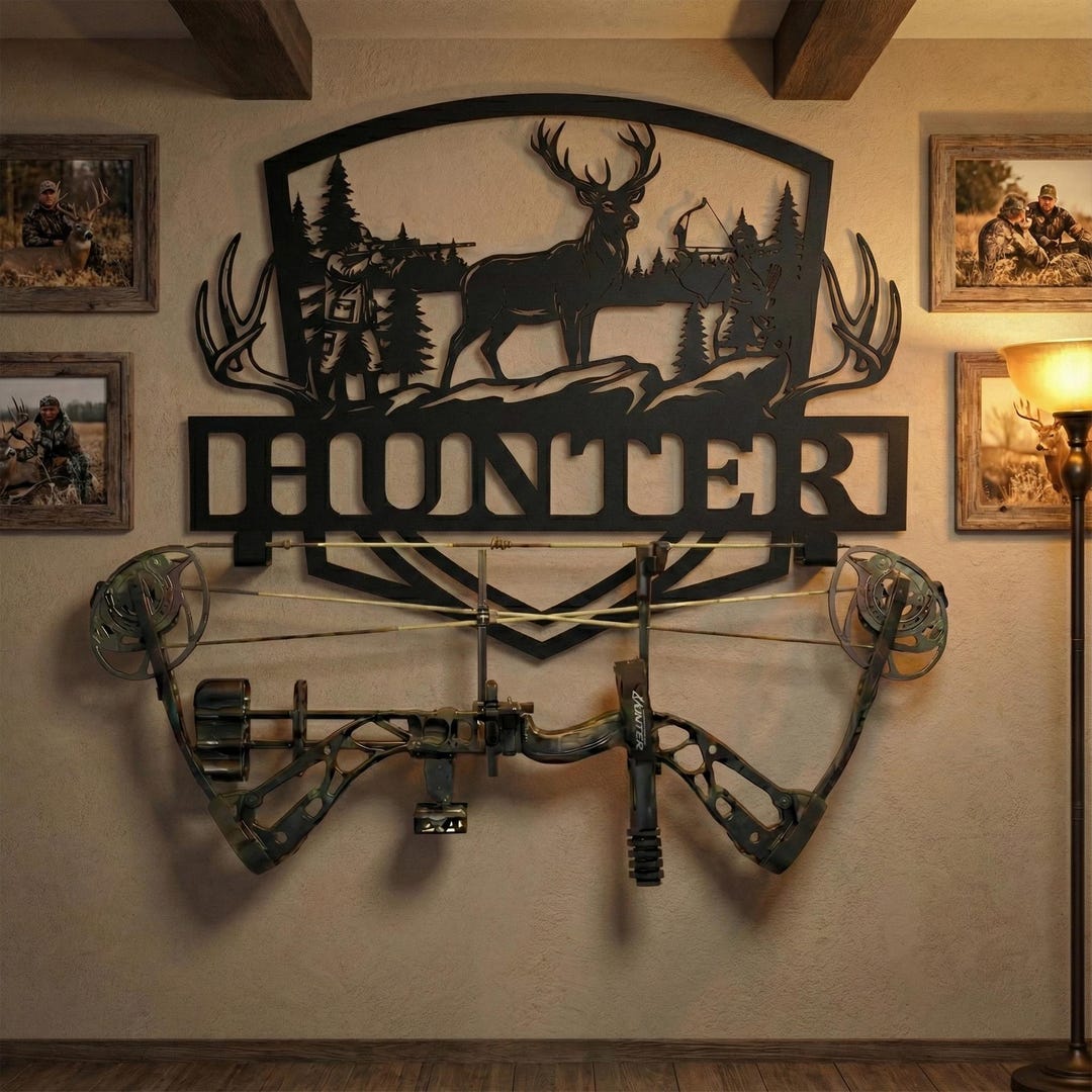Personalized Archery Wall Art,custom Metal Name Sign & Bow Holder ...