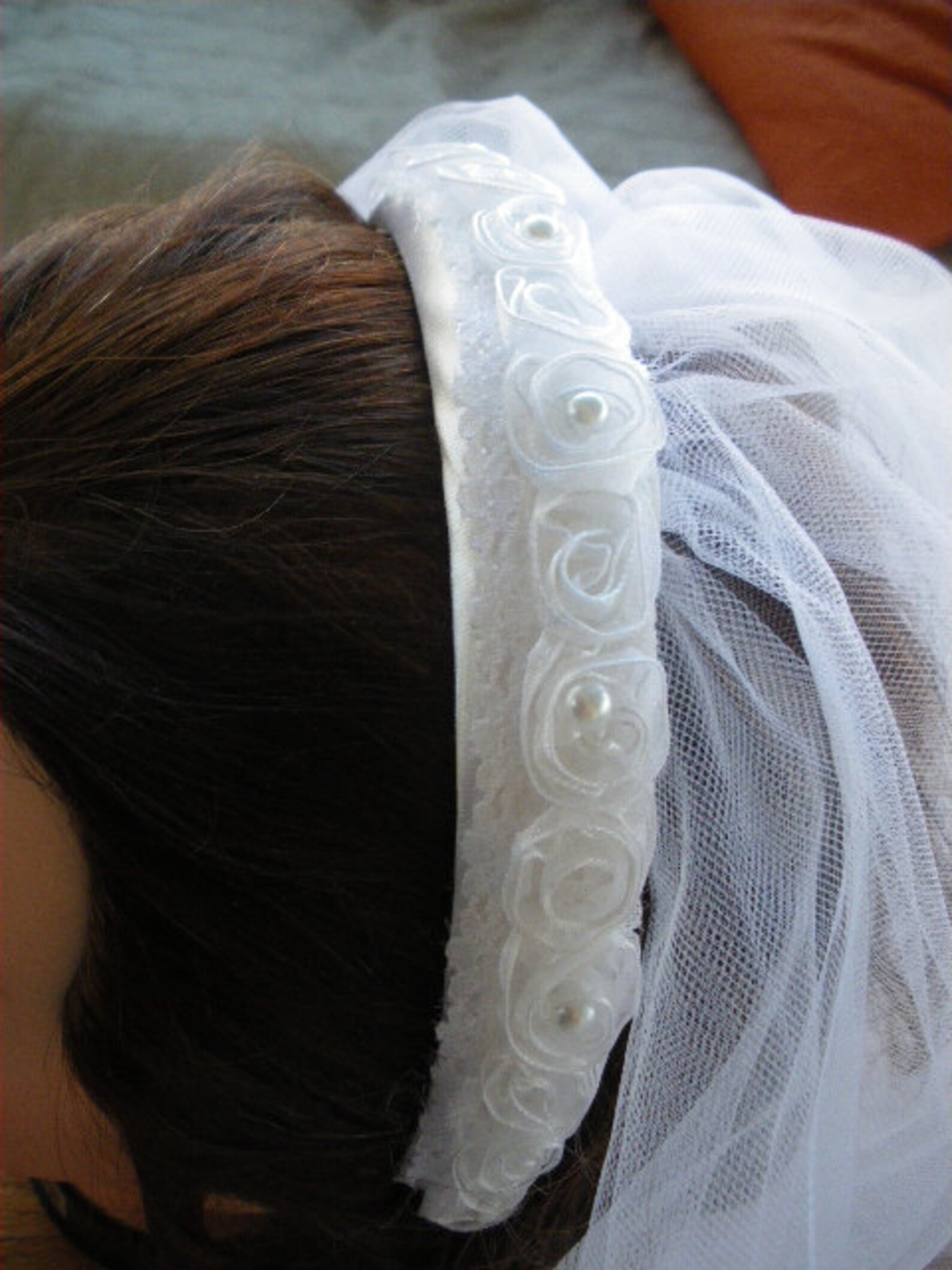 First Communion Headband Veil Attached to a Shabby Chic - Etsy
