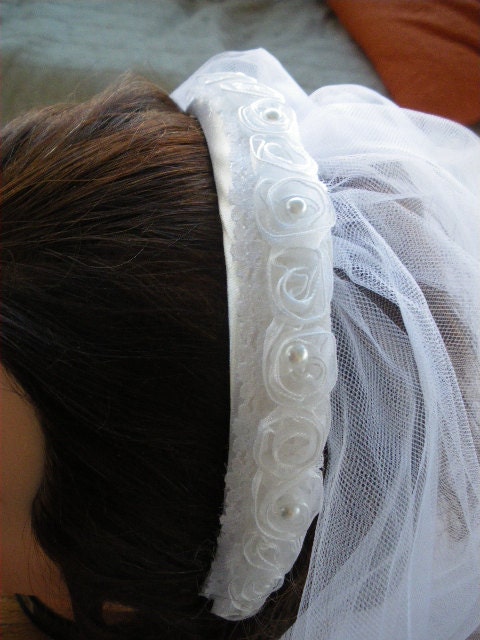 First Communion Headband Veil Attached to a Shabby Chic - Etsy