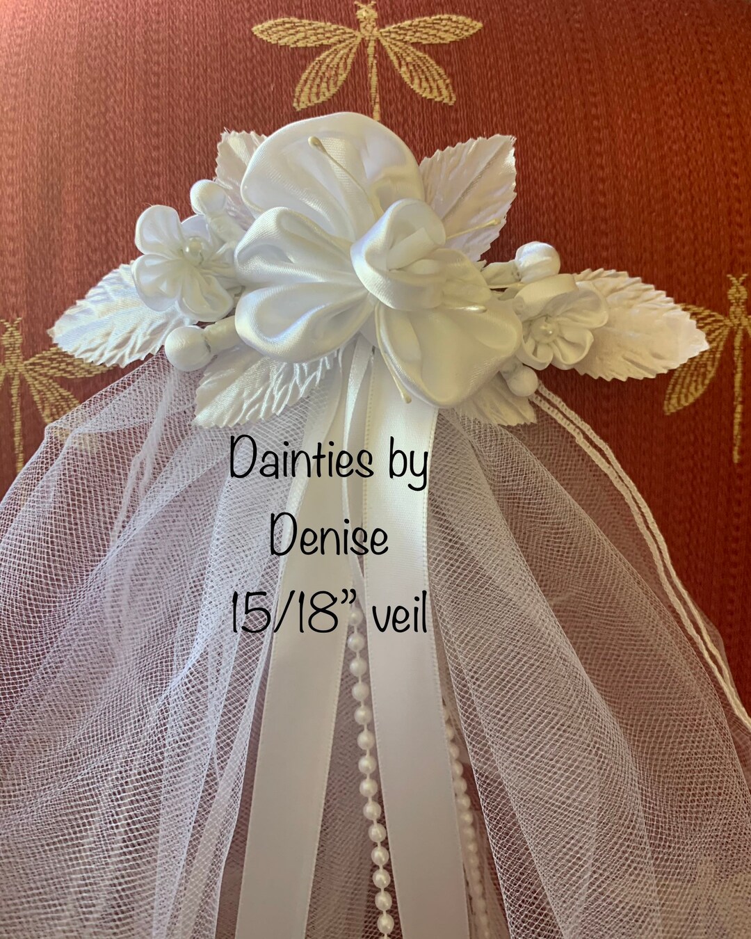 First Communion/flower Girls White Satin Flowers With Veil New - Etsy