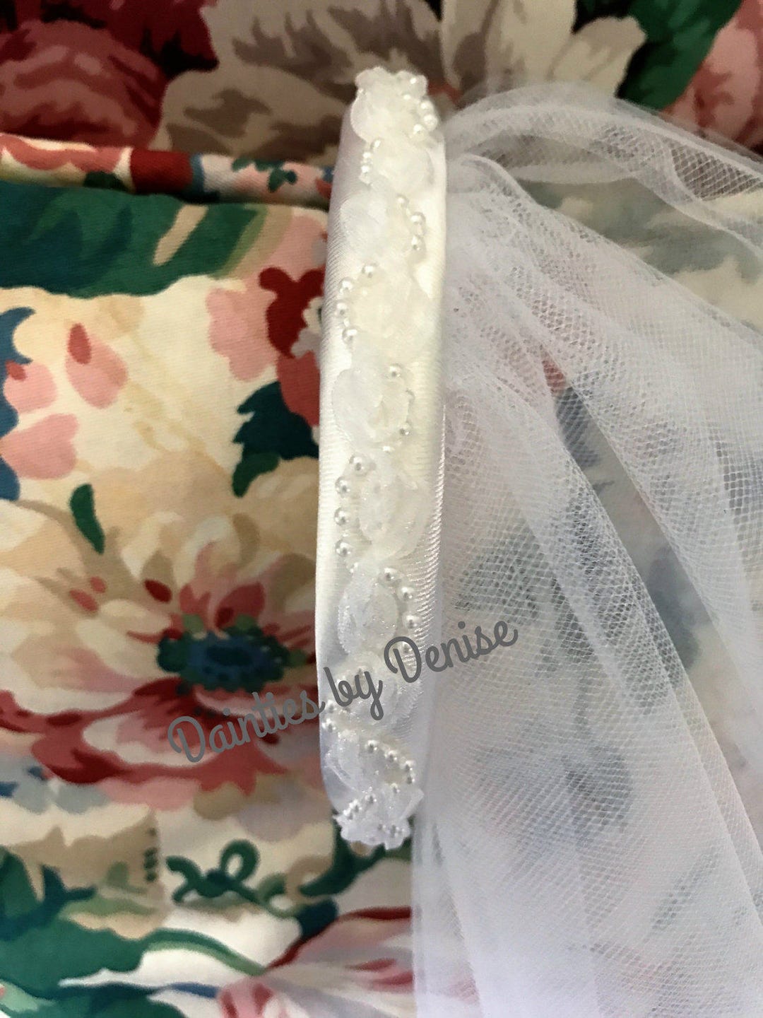 First Communion Headband Veil Attached to a White Satin Headband With ...