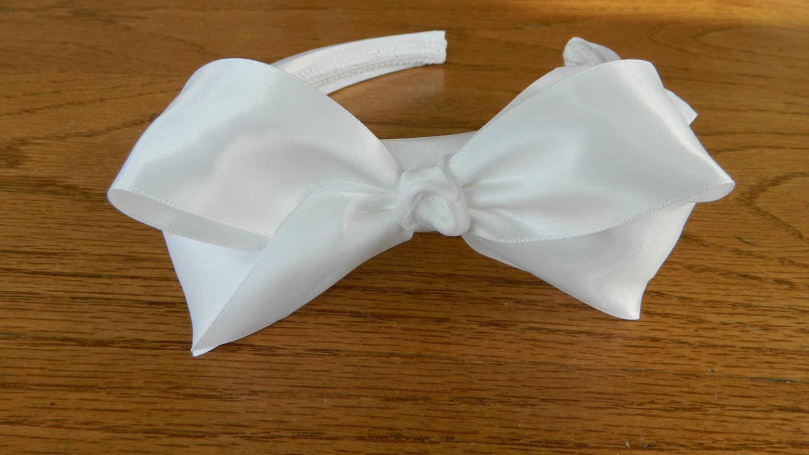 First Communion White Satin Bow With Knot Center Headband - Etsy