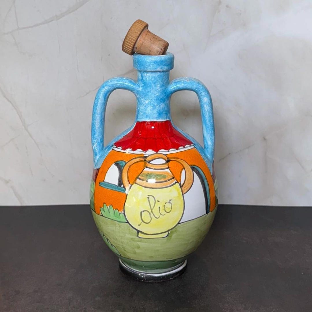Vintage Nino Parrucca Italian Hand-painted Oil Cruet – Signed Ceramic ...