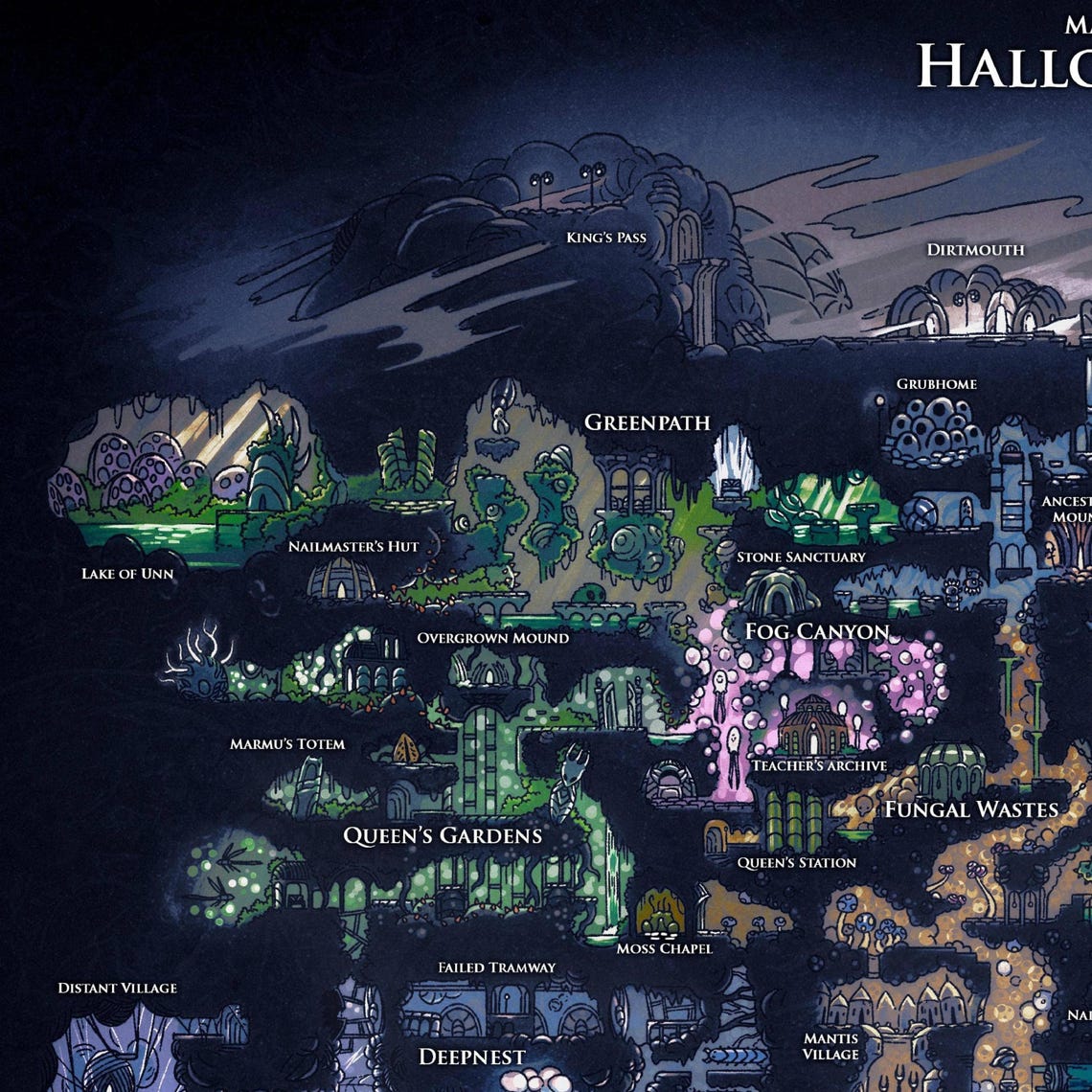 Hollow Knight Map Poster | Premium Video Game Wall Art - Etsy