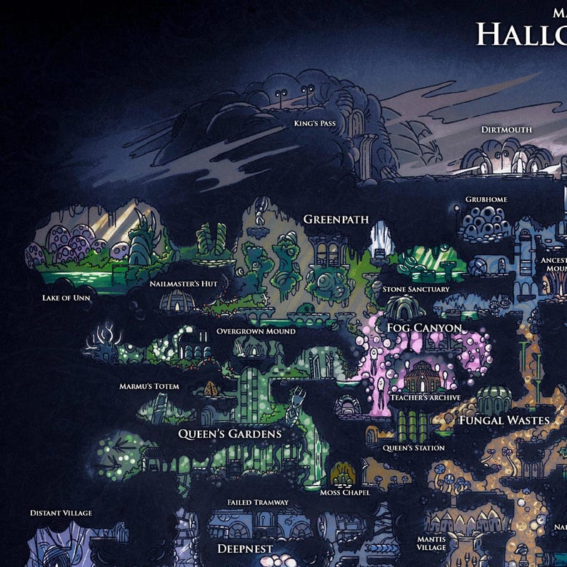 Hollow Knight Map Poster | Premium Video Game Wall Art - Etsy