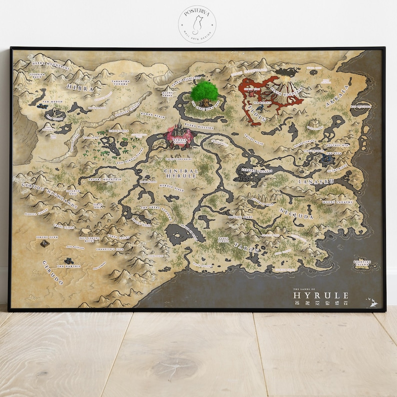 Hyrule Map Poster: Legend of Zelda Gamer Room Wall Art - Etsy