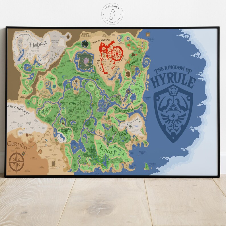 Hyrule Map Poster: Legend of Zelda Gamer Room Wall Art - Etsy