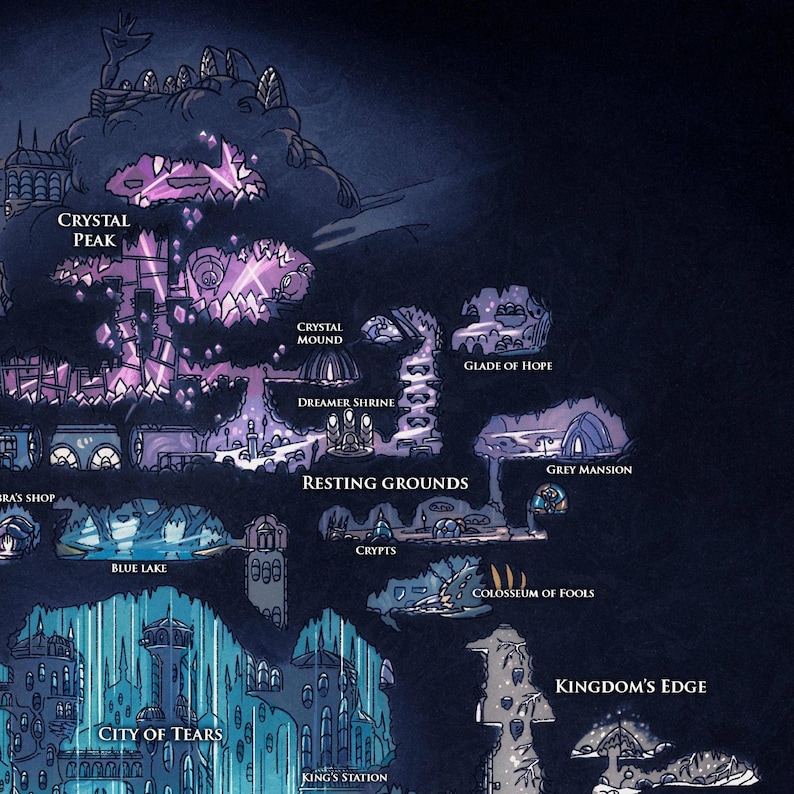 Hollow Knight Map Poster | Premium Video Game Wall Art - Etsy